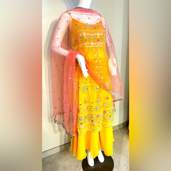 Dresses | Plazzo Suit 3 Pc With Beautiful Sequence And Net Chuni | Poshmark